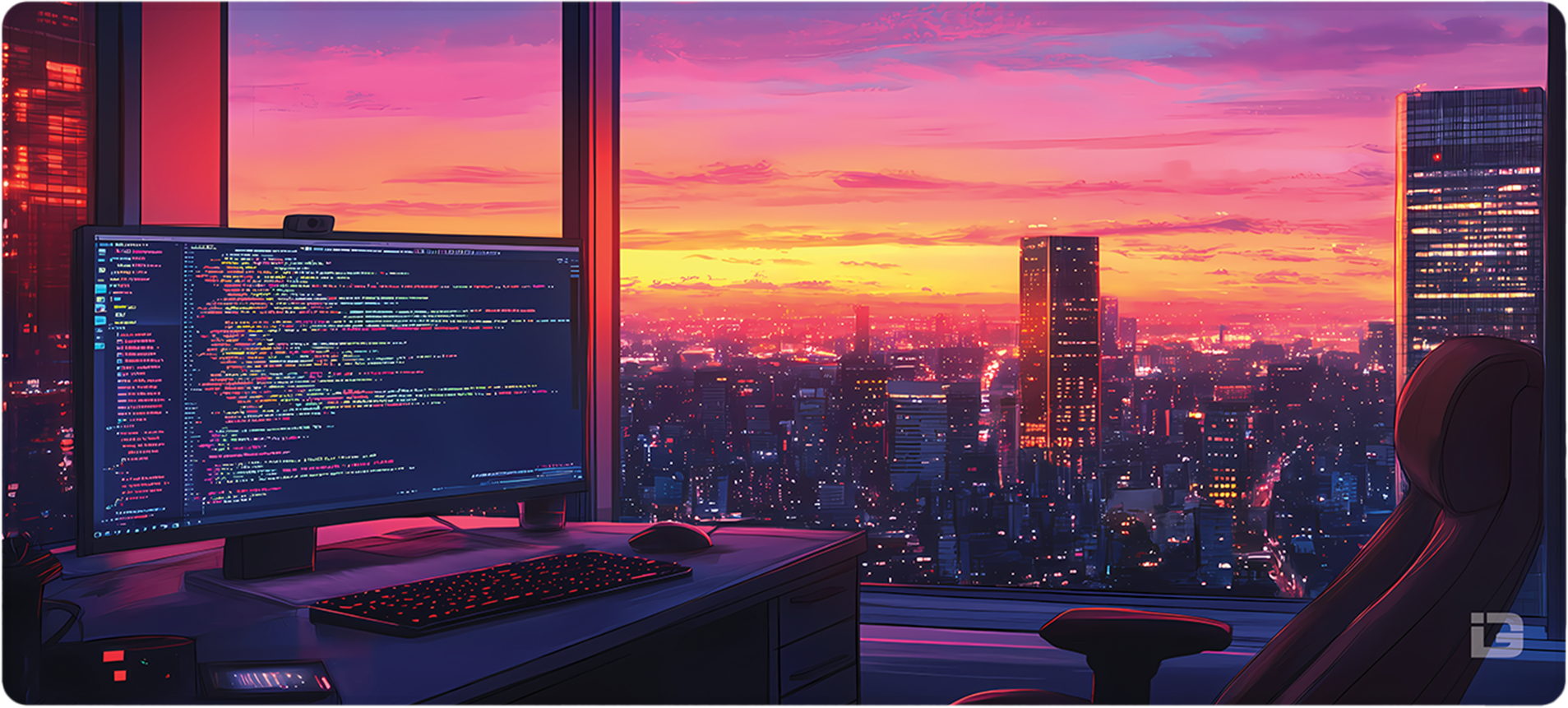 Sunset Coding | Custom Gaming Deskpad by ID Gaming – iD Gaming