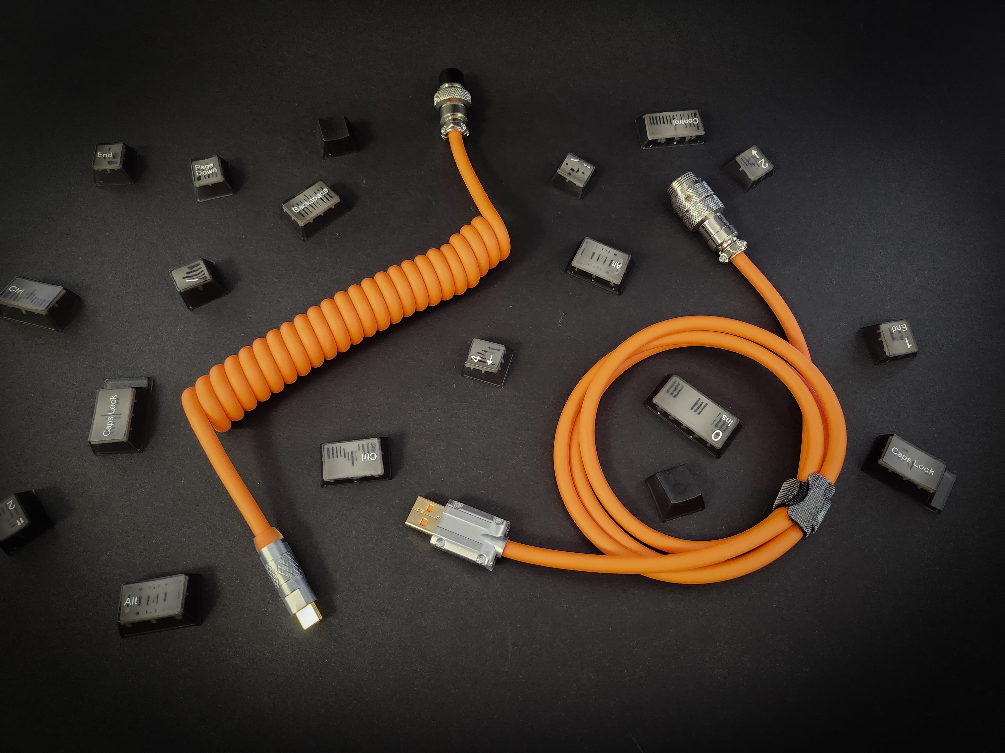 iD Gaming | Custom Tangerine Dream Orange Coiled Aviator Cable